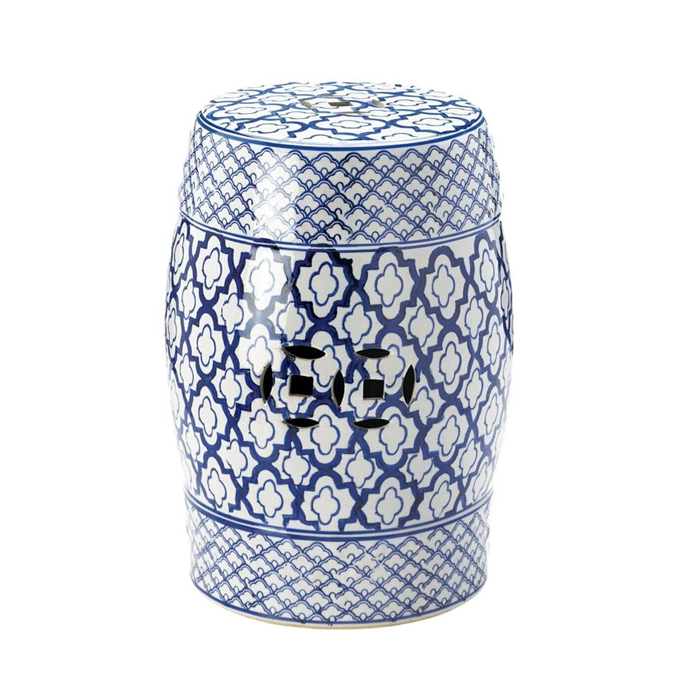 Koehler 10017922 Accent Plus Blue and White Ceramic Decorative Stool