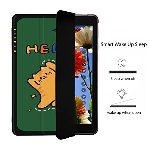 Cute Kawaii Cat for iPad 7th/8th/9th Generation Case with Pencil Holder, Auto Sleep/Wake, Black Leather Soft TPU Back Cover for iPad 10.2 Inch 2019/2020/2021