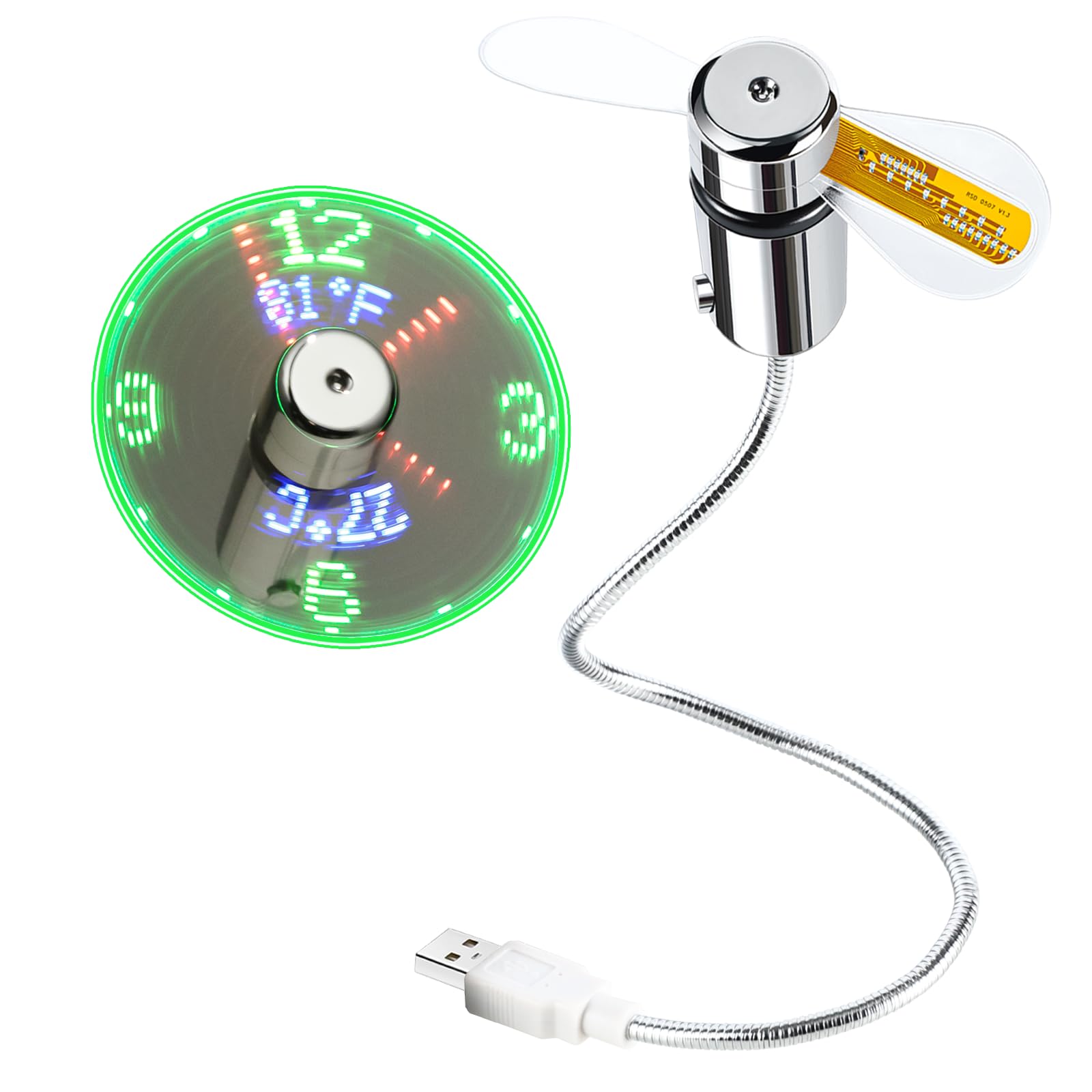 BREIS New USB Clock Fan with Real Time Clock and Temperature Display Function,Silver,1 Year Warranty