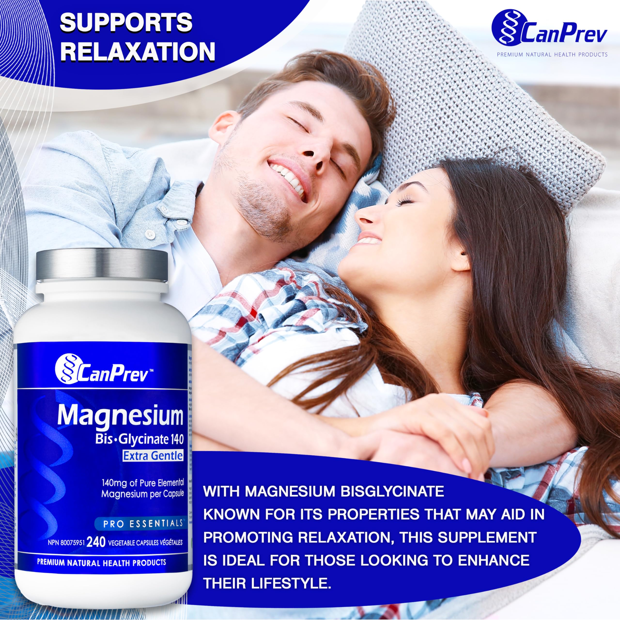 CanPrev Magnesium Bis-Glycinate 140 Extra Gentle Vegi Capsules, 120 Count
