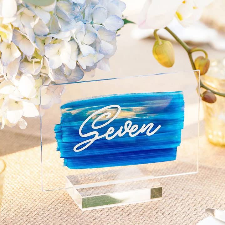 JINMURY 3" Clear Acrylic Sign Holder Stand-10 Pack Acrylic Stands for Acrylic Wedding Table Number Signs, Acrylic Card Holder, Clear Base for 5x7 Inch Acrylic Sheet Acrylic Table Signs