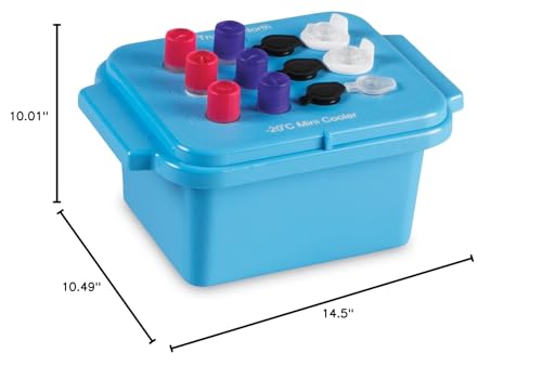 Heathrow Scientific True North HEA120073 Polycarbonate Mini Cooler with Clear Lid, Holds 0.5-2 mL x 12 Tubes, -20°C Maximum Temperature, Blue