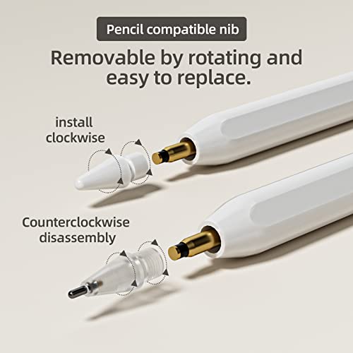 HOU [6 Pack] Apple Pencil Tips,Replacement Tips for Apple Pencil 2nd Generation,Apple Pencil 1st Generation Spare Nib for ipad Pen/Stylus Pen,Apple Pencil 2/1,Plastic &Metal Apple Tips