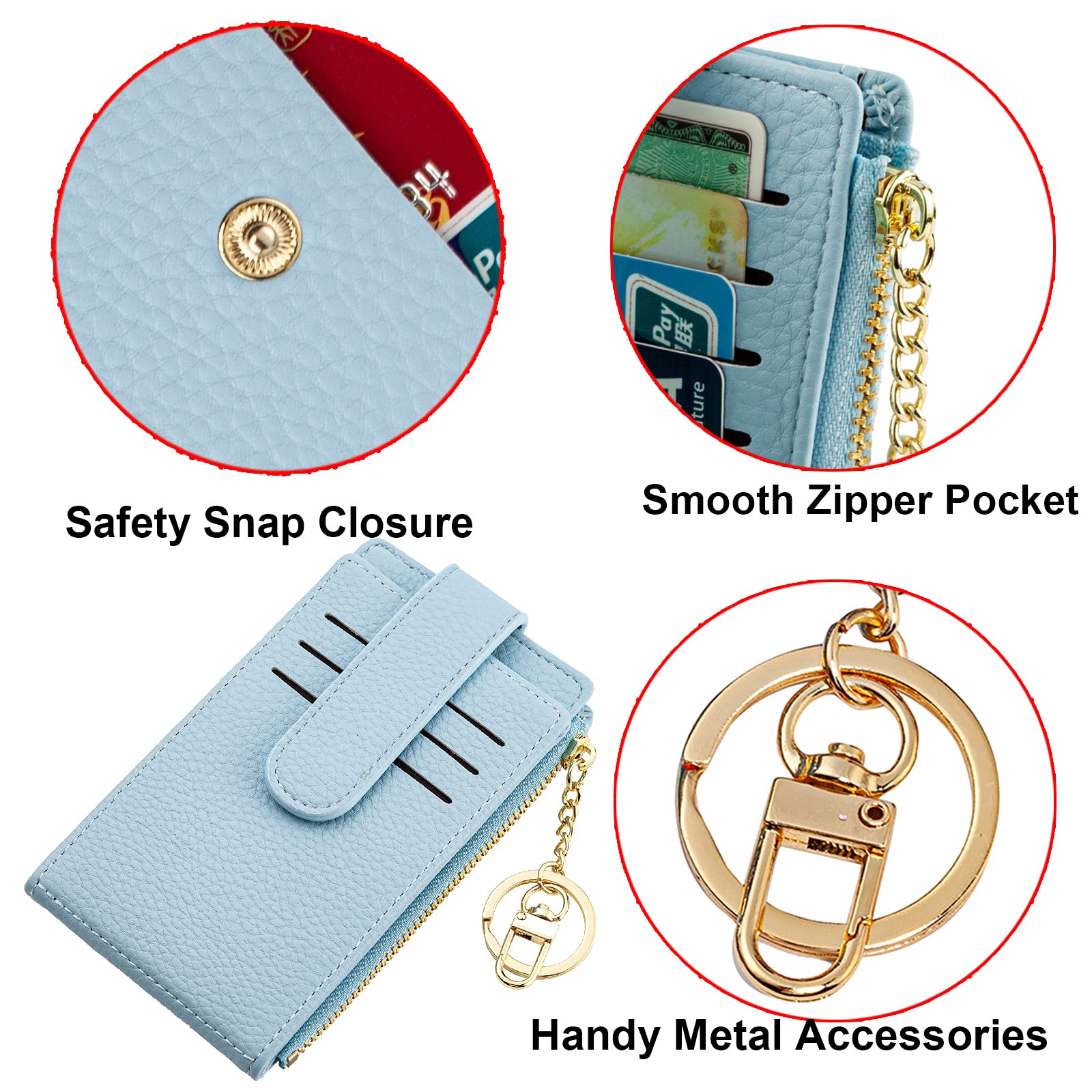 SUMGOGO Womens Small Wallet for Woman Slim Bifold Zipper Card Case Wallets Bling Coin Purse (A-Burgundy)