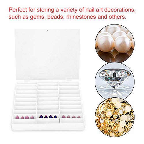 Fake Nail Organizer,Nail Storage Box, Display Box Nail Art Decoration Container Empty Nail Tips Storage Box Fake Nail Display Case(White)