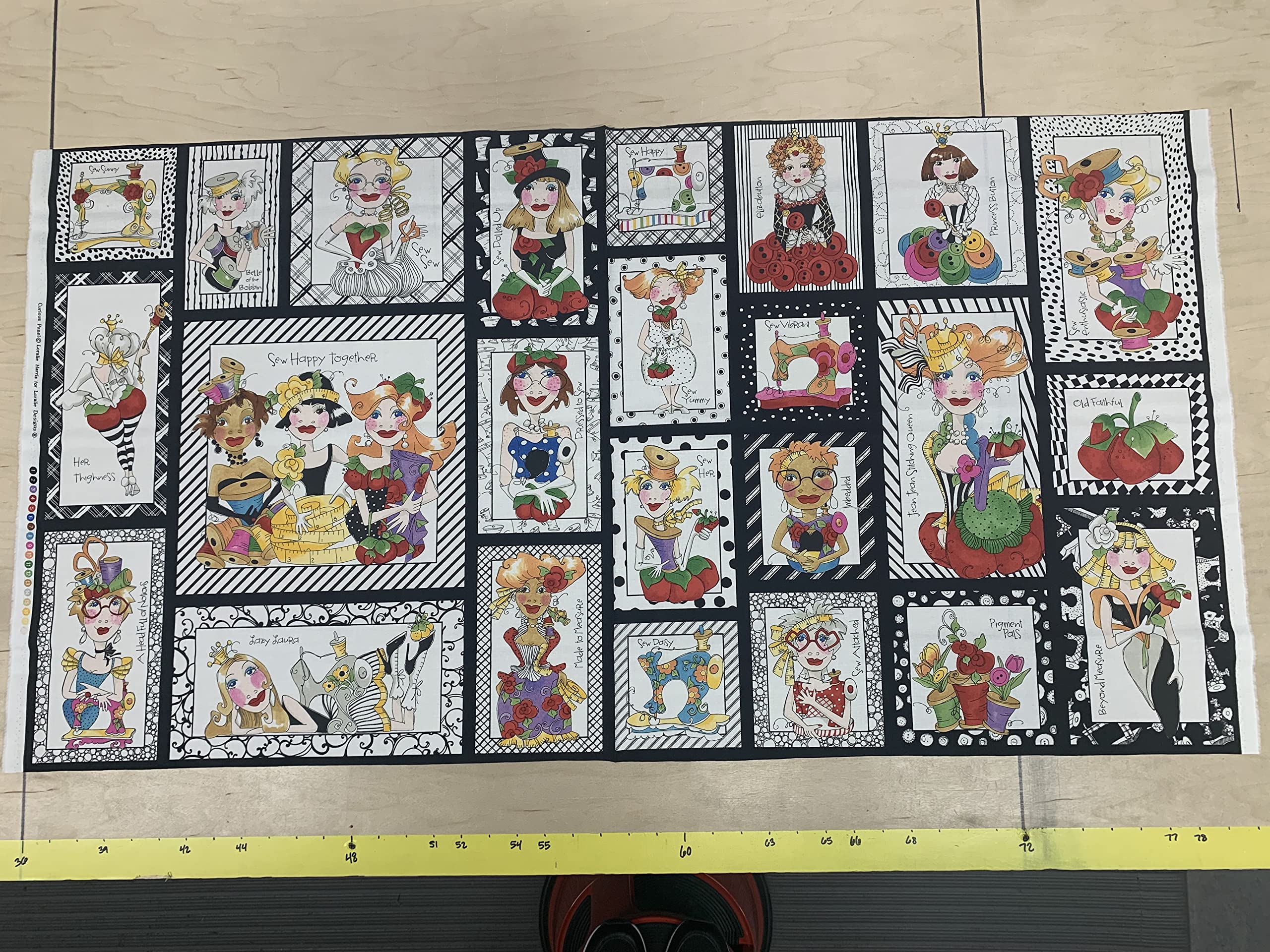 Loralie Designs Sew Curious! Fabric Panel for Quilting