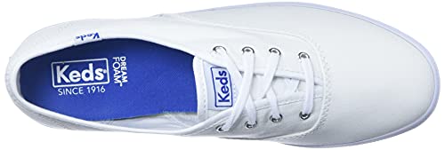 Keds Women's Champion Original Canvas Lace-Up Sneaker, White, 7 M US