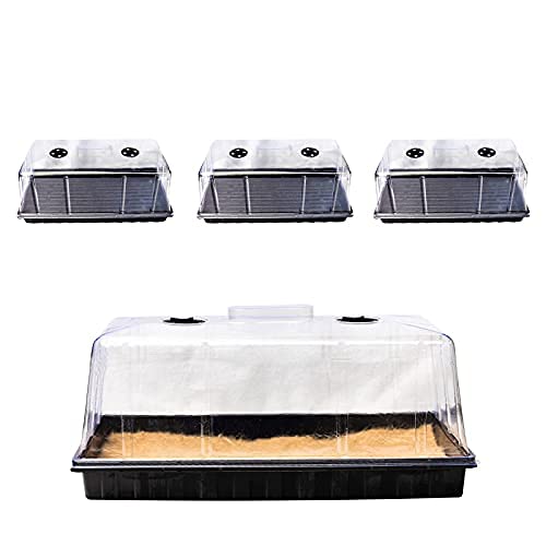 Seed Starter Trays and Humidity Domes - 3 Pack 1020 Trays Cloning Germination and Propagation - Plastic Plant Trays Propagation Domes - Microgreens Growing Trays Seedling Starter Trays No Holes