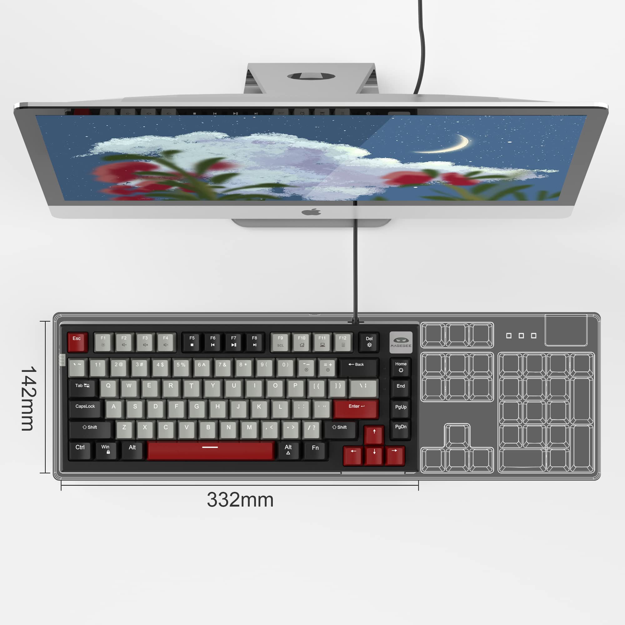 DANSHER Percent 60% Mechanical Gaming Keyboard,81Keys Wired Mechanical Keyboard LED Backlit Compact Office Keyboard with Blue Switch for Windows Laptop PC Mac Xbox