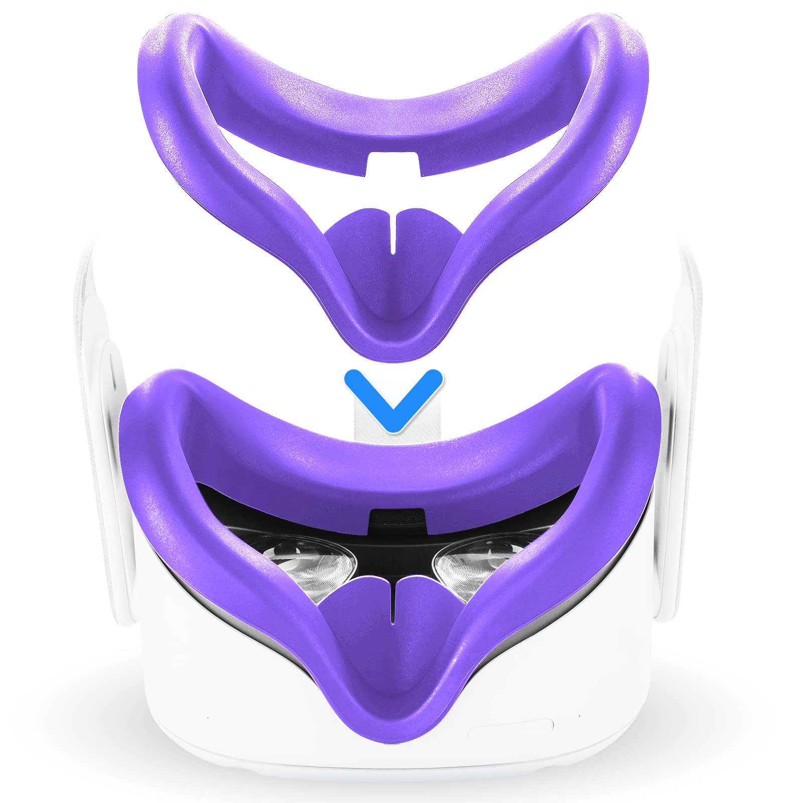 Compatible with Oculus Quest 2 Silicone Case Accessory with VR Case Cover, Silicone VR Face Cover Pad and Touch Controller Grip Cover Compatible with Quest 2, Lens Cover, Eye Mask (Purple)