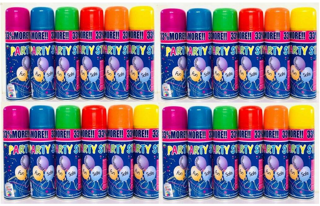 Los Angeles Superstore 24 Pack of Party String Streamers Cans - Fun Crazy Party Supply for Celebrations