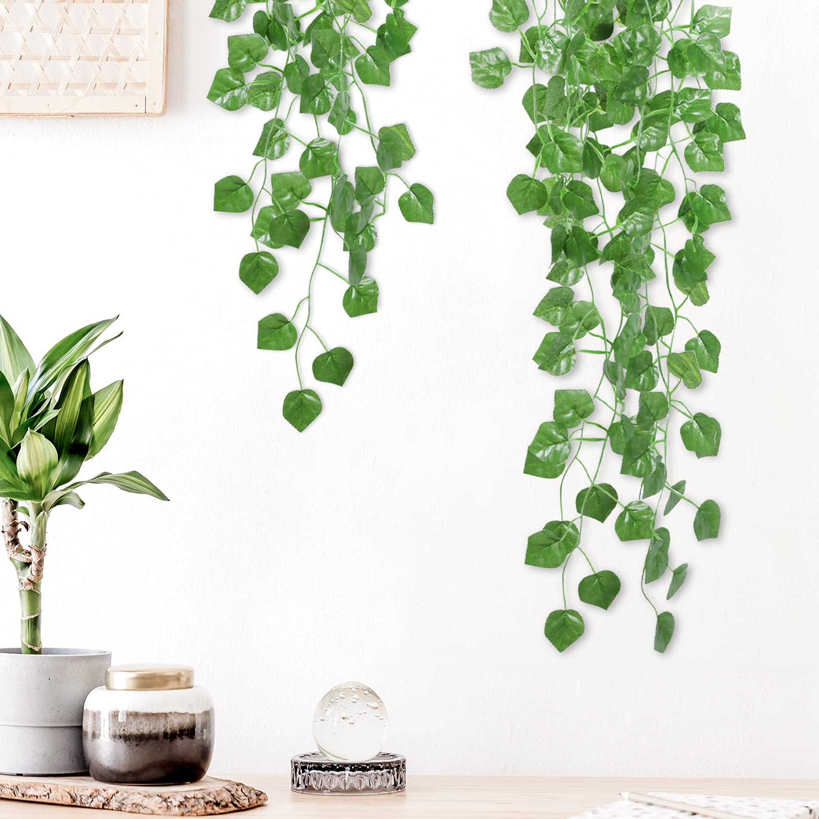 Omldggr 3 Pieces Artificial Hanging Ivy Vine Artificial Hanging Plants Artificial Plants Vines for Indoor Outside Home Garden Office Decor