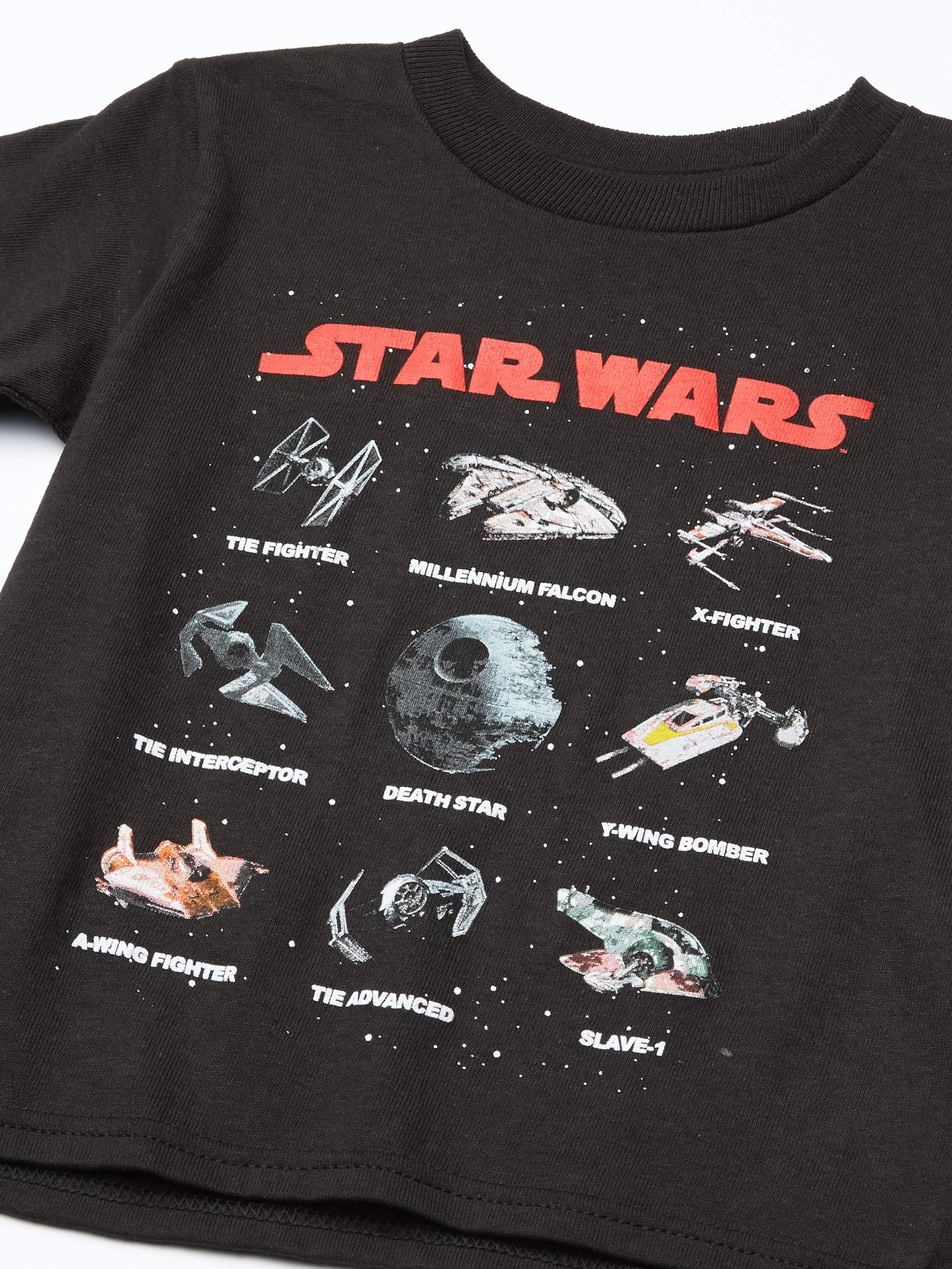 STAR WARS Boys Boys' Spaceships X-Wing Tie Fighter T-Shirt T Shirt, Black/Spaceships, 3T US