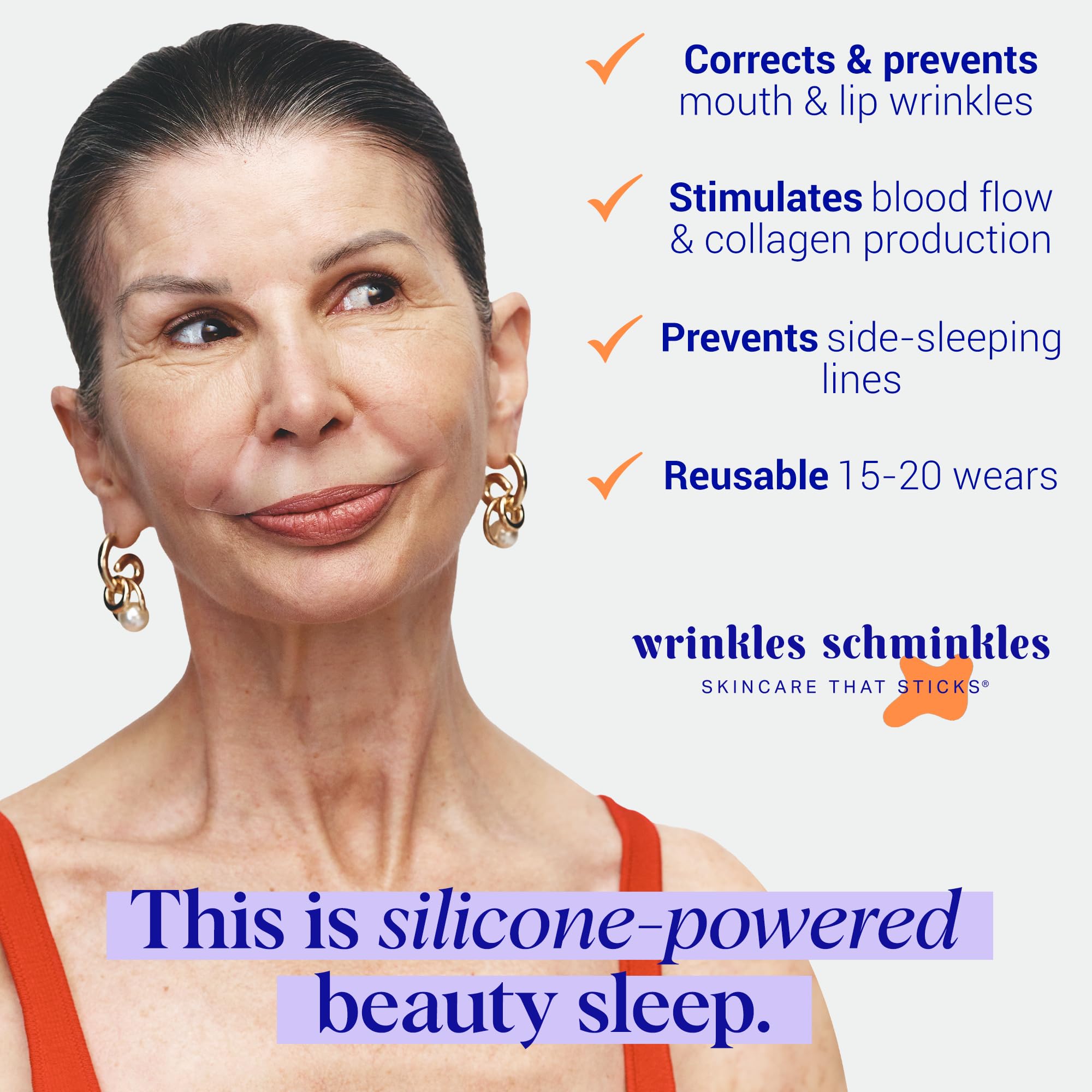 Wrinkles Schminkles Mouth & Lip Wrinkle Patch - Reusable Silicone Smoothing Pads for Noticeable Wrinkle Reduction - Lip Wrinkle Prevention for Youthful, Smooth Skin (2 Pack)