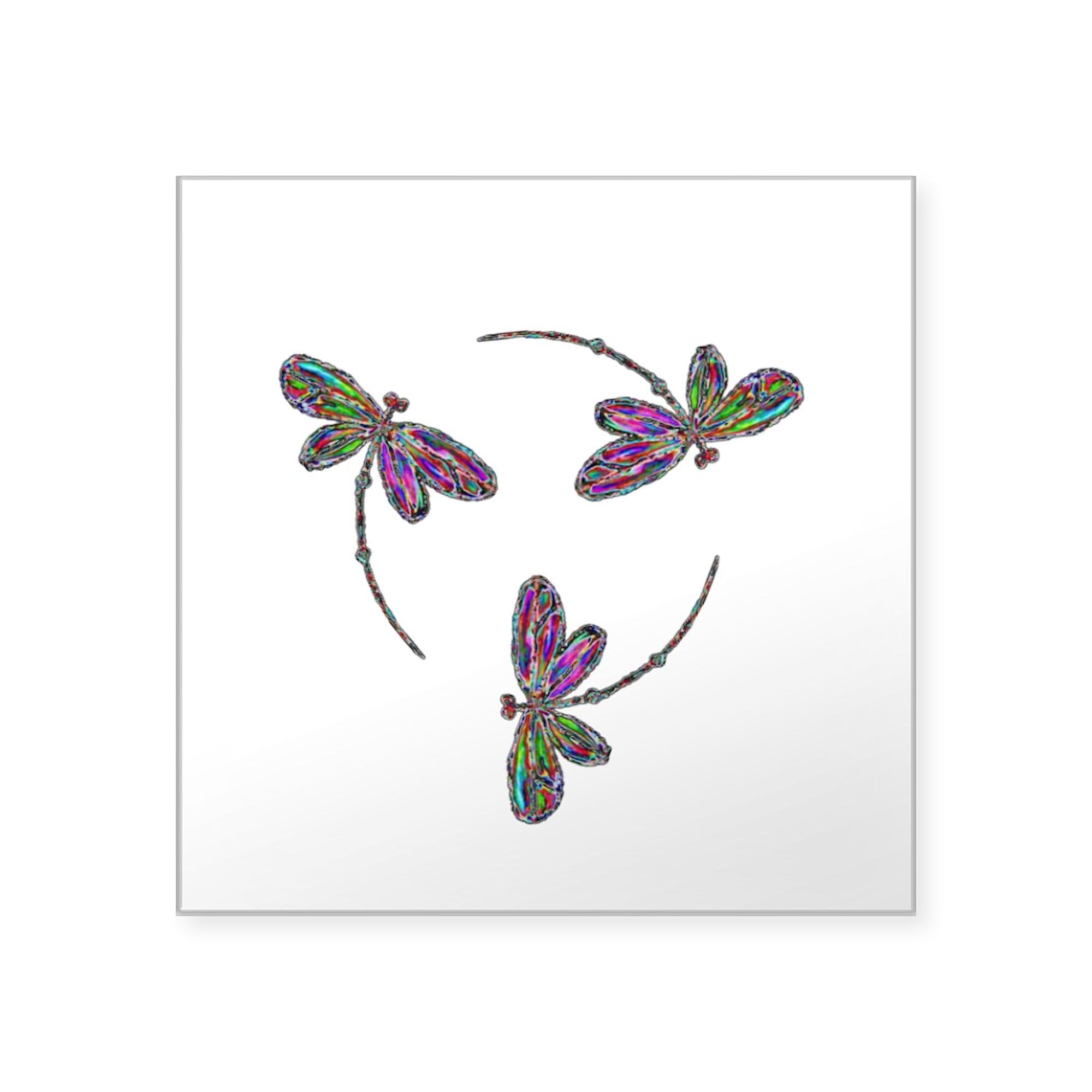CafePress Neon Dragonfly Trinity Sticker Square Bumper Sticker Car Decal