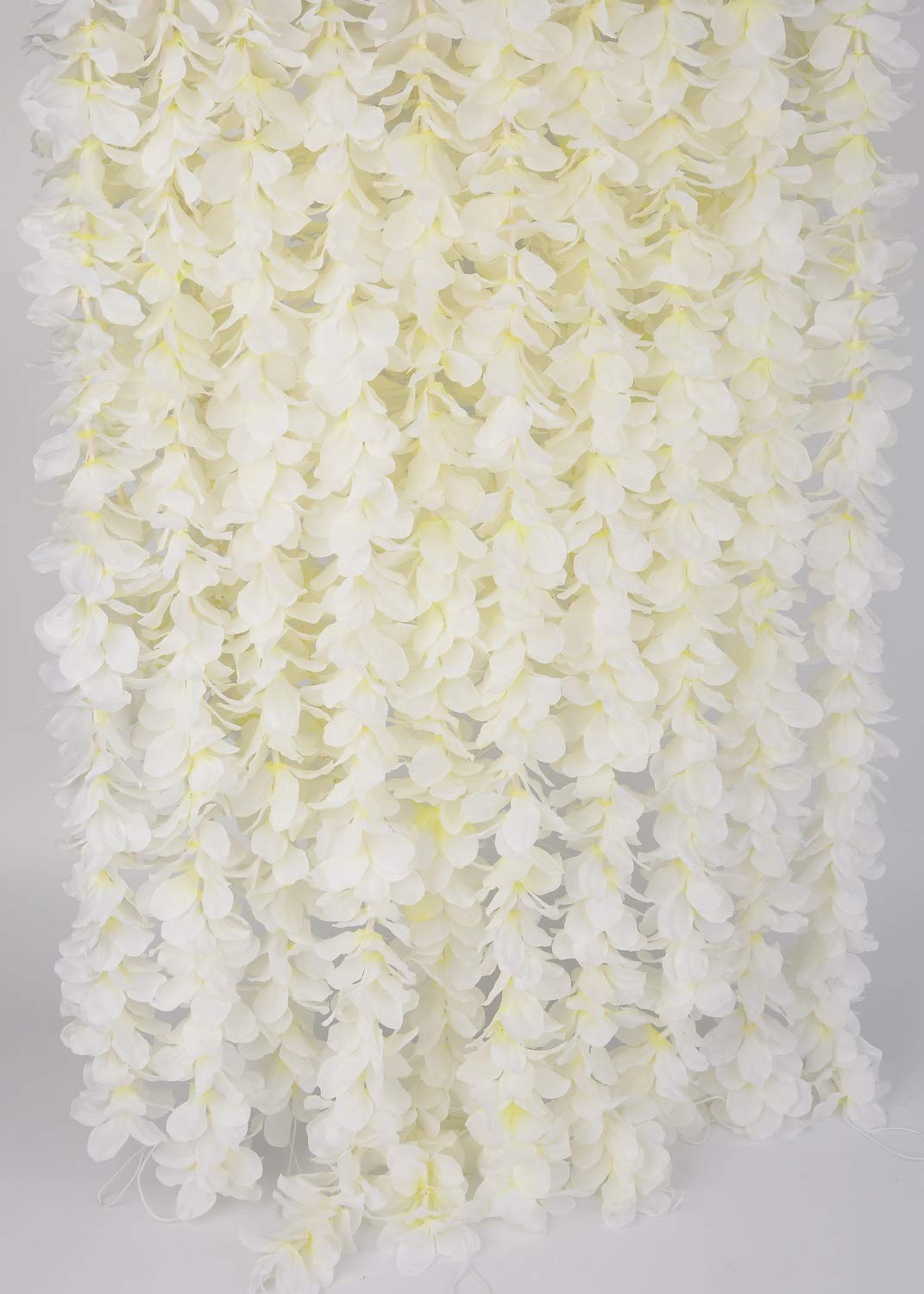 LUSHIDI 32.8Ft Artificial Silk Wisteria Vine Hanging Flowers Garland Home Outdoor Wedding Arch Garden Wall Decor,Pack of 10 (Off White)