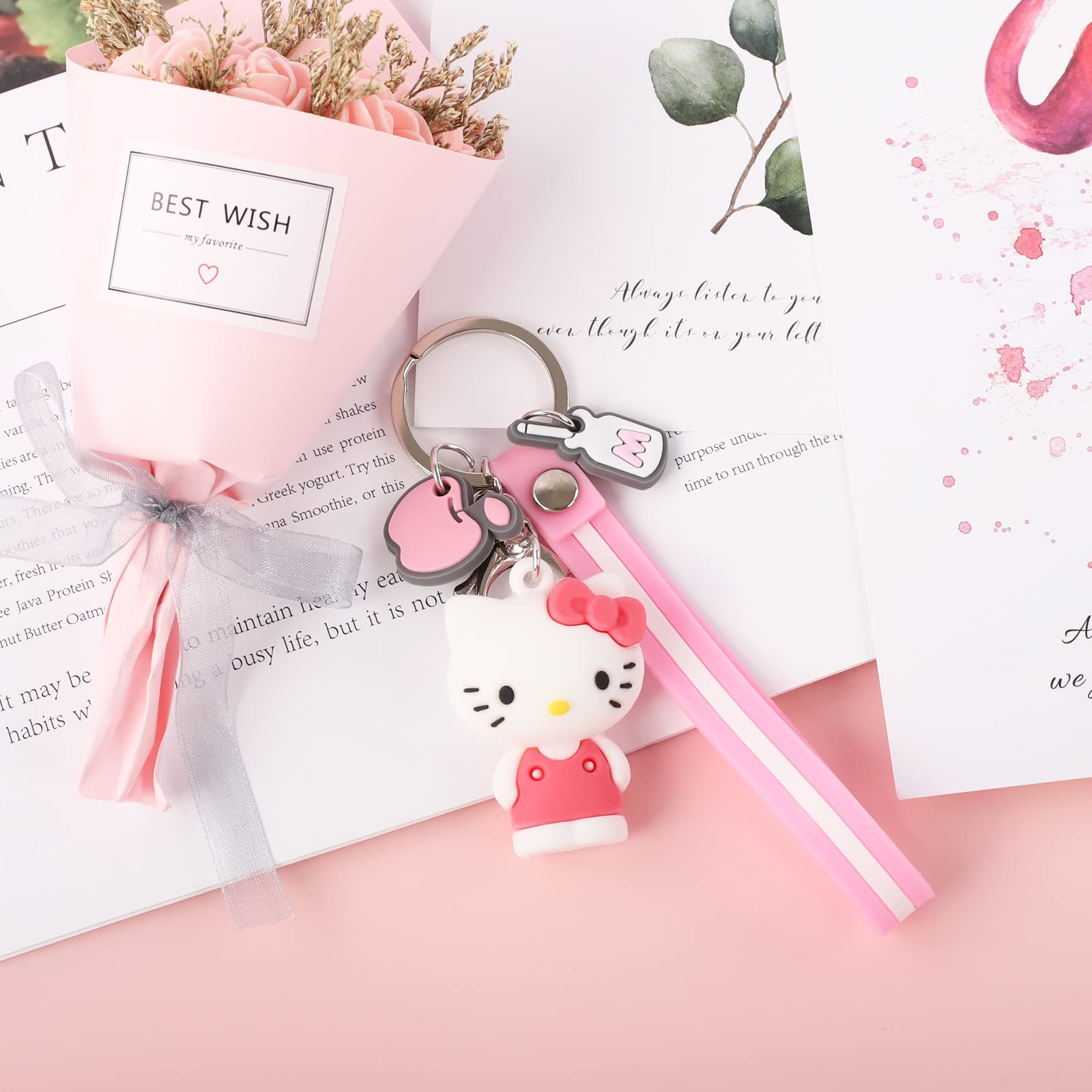 Cute Keychain for Girls - Kawaii Anime Keychain, Ladies Purse Handbag Decorative Bag Accessories (Cat)