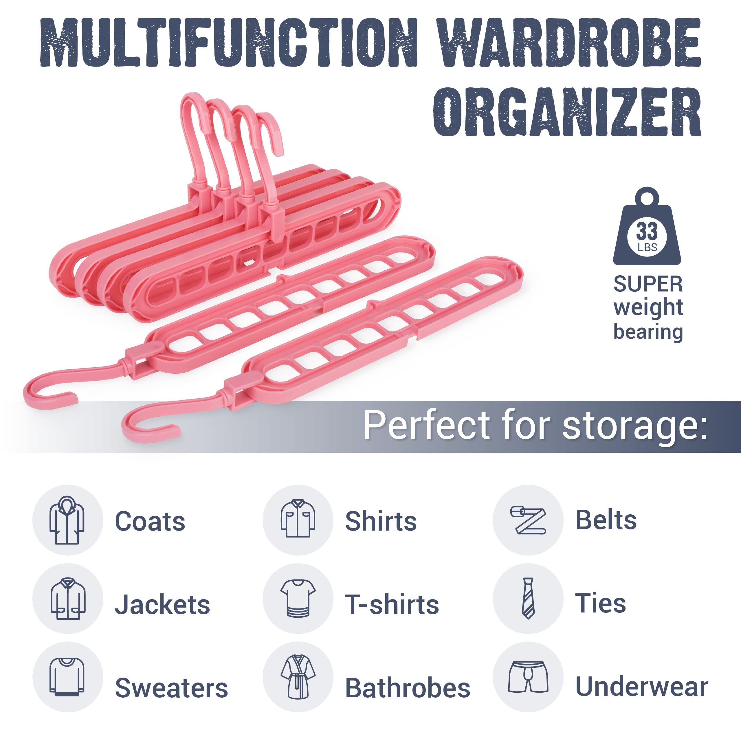 Vita88shop - Closet Organizers and Storage, Pack of 6 Multifunctional Closet Organizer Hangers with 9 Holes Closet Storage Organization for Wardrobe