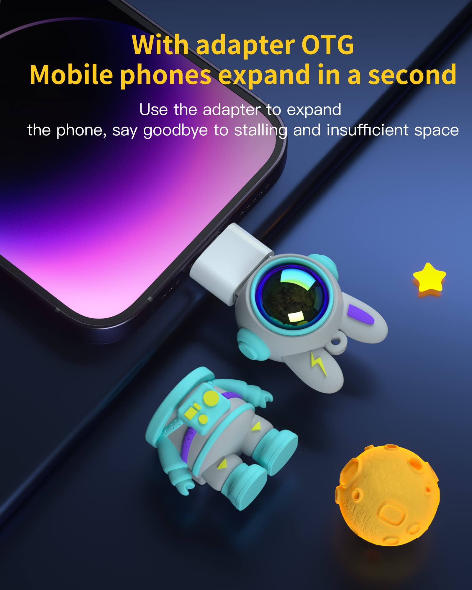 Cute Space Rabbit USB Flash Drive, Thumb Drive 64gb Waterproof USB 2.0 Memory Stick Small Size USB Drive Gift (64G, Red)
