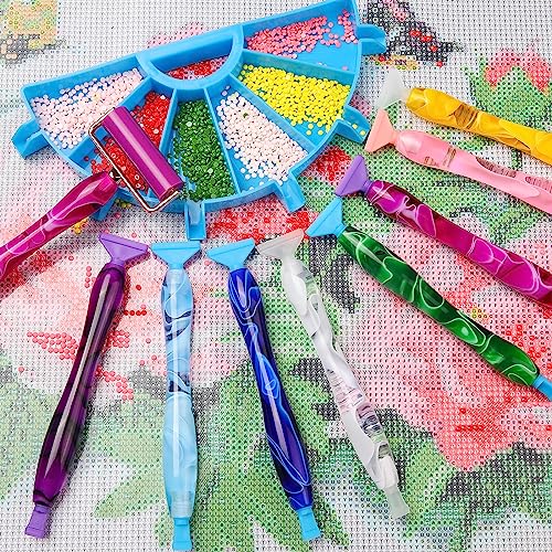 Updated Diamond Painting Pen, 13Pcs Diamond Art Pens with Screw Thread Tips, Diamond Painting Pens Tool Accessories Kit Drill Pen for Diamond Painting Art Nail Art Cross Stitch (Purple)