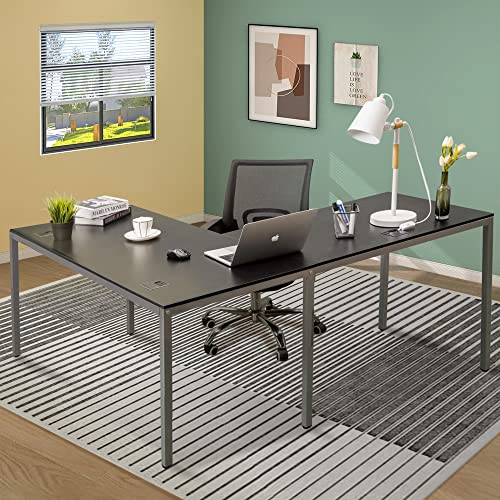 GOOD & GRACIOUS L-Shaped Gaming Desk, 60x55 Inch L Shape Desk, Corner Desk for Home Office, Modern Home Office Study Writing Workstation L Table, Easy Assembly, Black&Gray