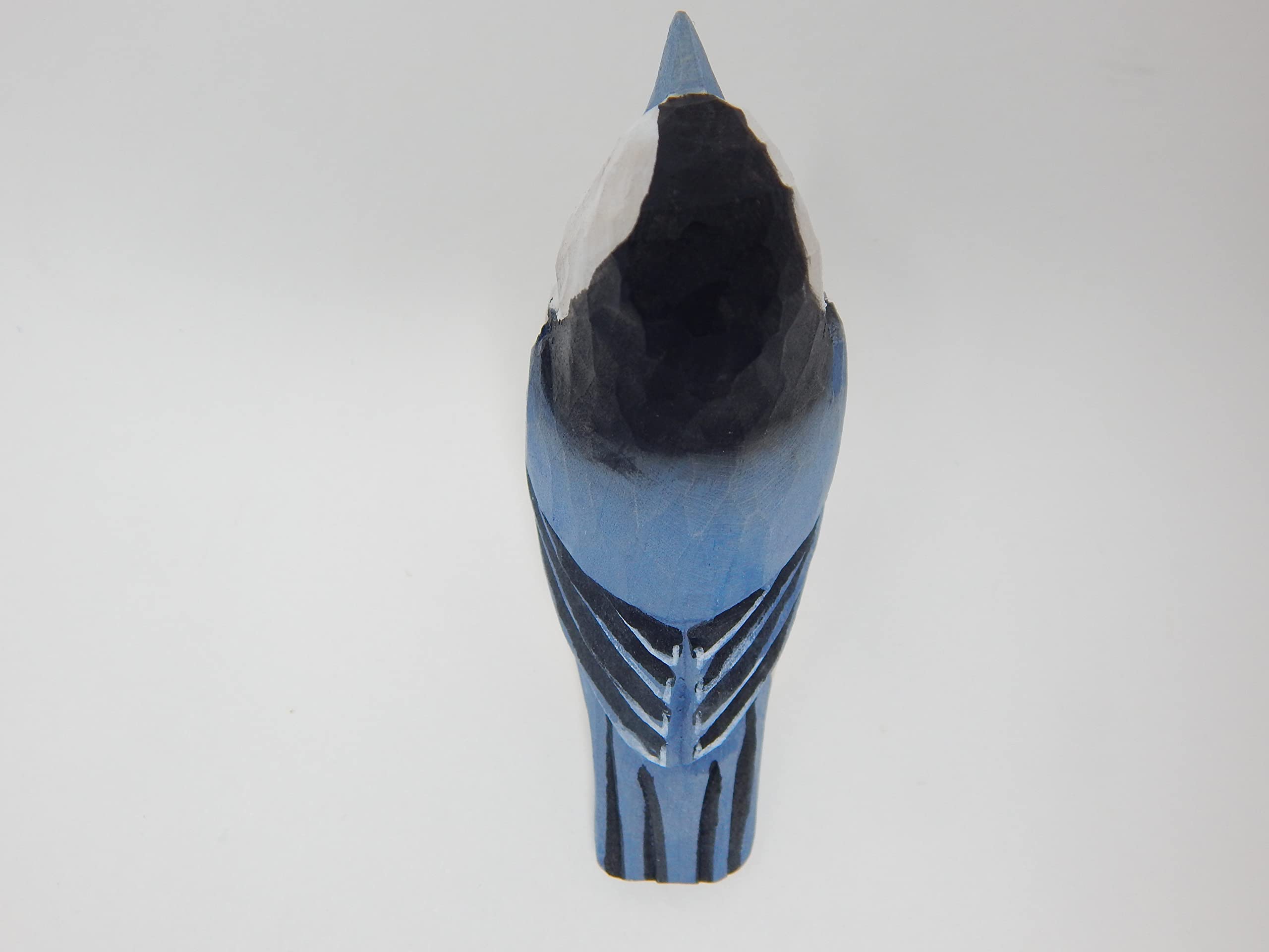 Selsela Nuthatcher Blue Wood Figurine Nutcracker Bird Garden Statue Sculpture Decor Miniature Art Carve Small Animal