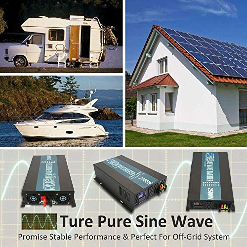 WZRELB for AC appliances 2500W 12V DC to AC Power Inverter Pure Sine Wave Solar Power Converter (RBP250012B1)