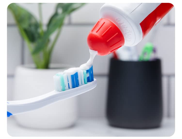 Toothpaste Topper, Self Closing Toothpaste Cap Dispenser, Self Cleaning Toothpaste Caps Top, Zero Waste Cap, Red White and Blue Silicone Toothpaste Cap