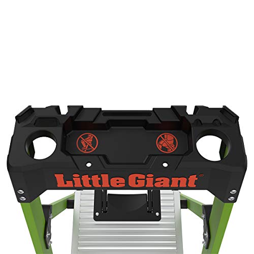 Little Giant Ladders, MightyLite, M4, 4 ft Stepladder, Ground Cue, Fiberglass, Type IAA, 375 lbs weight rating, Green, (15384-001)