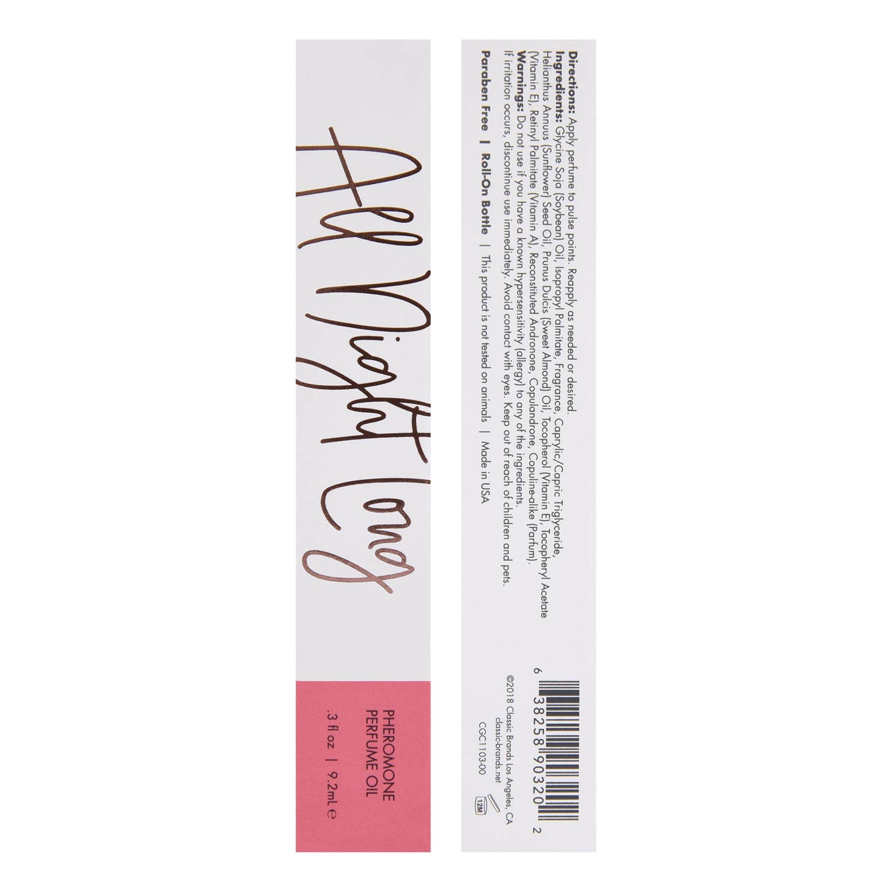 Classic Brands LLC 78161: CG All Night Long Pheromone Perfume Oil 9.2m