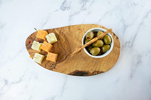 Thirteen Chefs Charcuterie Boards - Large, 12 x 6 Tramanto Olive Wooden Serving Platter for Cheese, Meat and Appetizers - Perfect Dinner Party Board - Kitchen Accessories