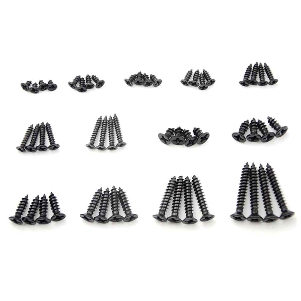 XINGYHENG 650Pcs 13 Kinds M2 M2.3 M3 Black Sunk Head Self Tapping Screw Black Oxide Stainless Flat Cross Recessed Pan Head Screw Assortment Kit