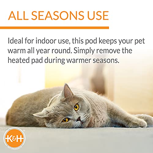K&H Pet Products Thermo Lookout Pod Indoor Heated Cat Bed for Large Cats, Heated Cat Cave, Thermal Cat Mat Hideaway for Small or Large Cats and Kittens - Classy Red 22 Inches