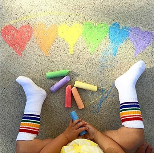 Xiyadun Unisex Toddler & Childs Cotton Knee High Calf Stripe Athletic Tube Socks(4-6 Years)