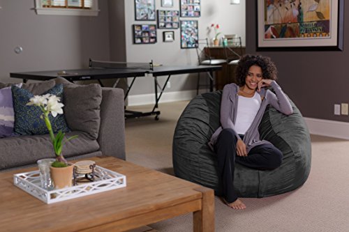 Sofa Sack - Plush, Ultra Soft Bean Bag Chair - Memory Foam Bean Bag Chair with Microsuede Cover - Stuffed Foam Filled Furniture and Accessories For Dorm Room - Charcoal 4'