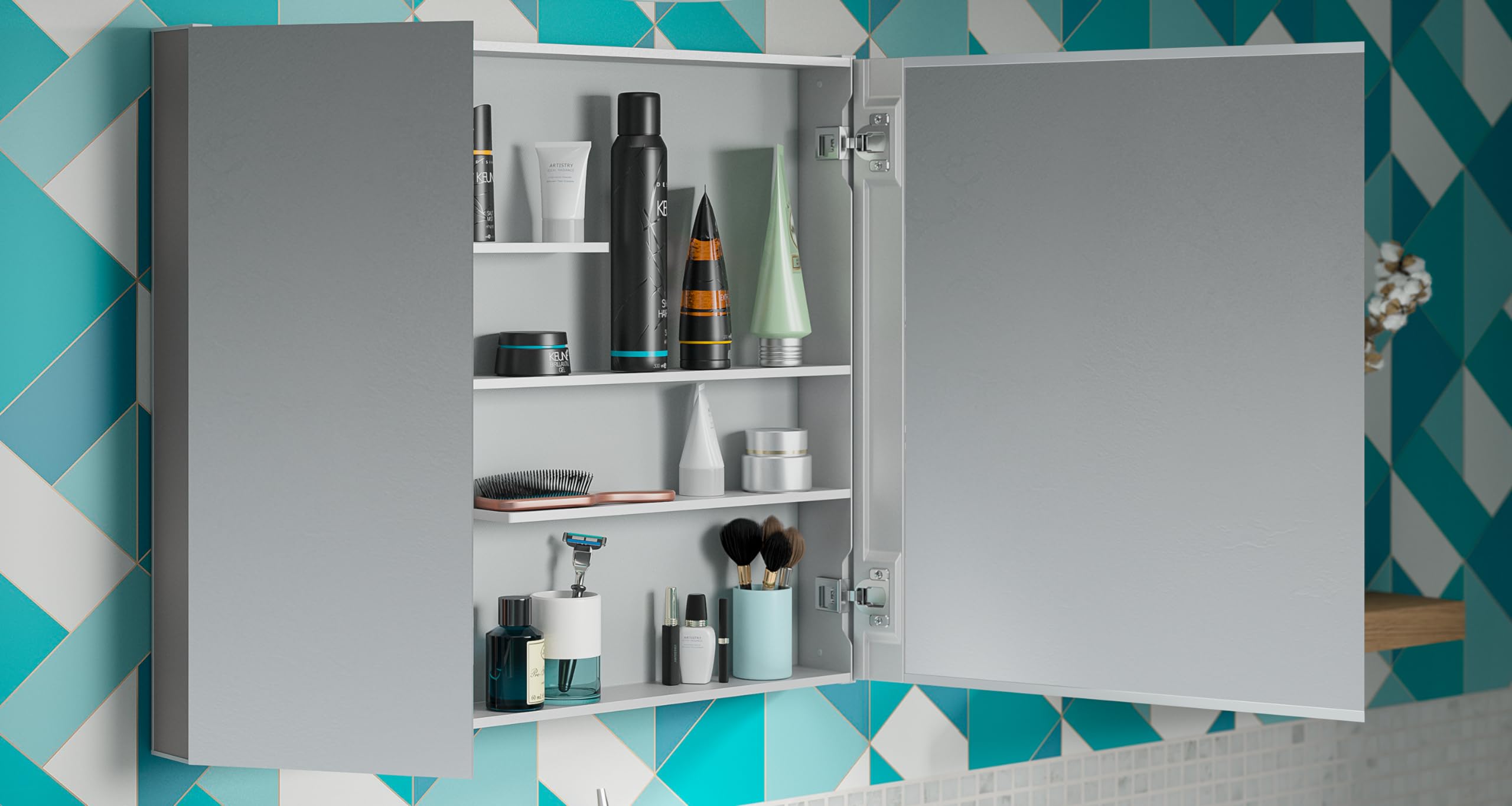 KOHLER Medicine Cabinet, Bathroom Medicine Cabinet, Slow-Close Mirrored Door and Interior, Surface or Recessed Installation