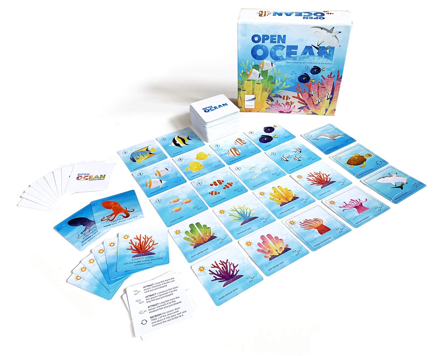 Open Ocean Card Game | Family Friendly Drafting + Tile Placement Game | Enjoyed by Kids, Teens, and Adults | Ideal for 1-5 Players | 8+