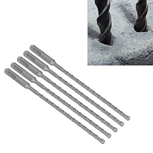 Easy Installation Rotary Hammer Drill Bit Set 5 Pieces Impact Drill Bits Quick Chip Removal 2 Flute Carbide Tip for Concrete Brick Stone (6mm)
