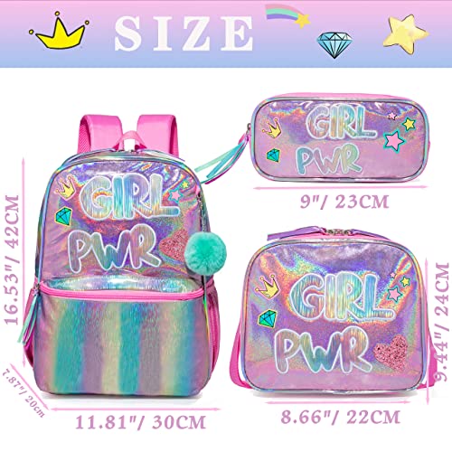 HTgroce Girls Backpack with Lunch Box Kindergarten Backpack for Girls Elementary Bookbag for Students School Preschool Toddler Backpack Set Girls Preschool School Bag with Lunch Box Pencil Case