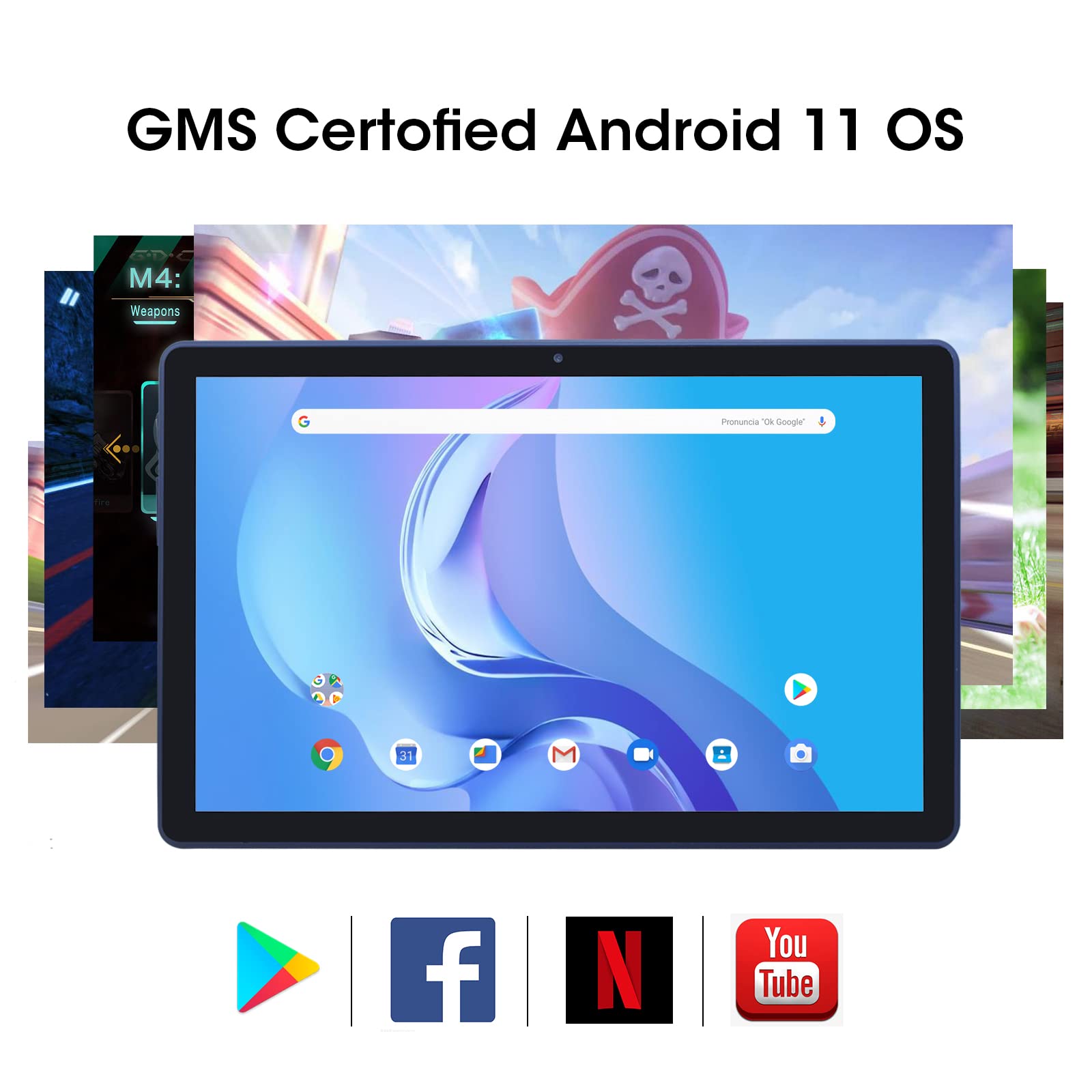 CWOWDEFU Tablet 10.35 inch Android 11 Tablet 10 inch 5G WiFi Tablets PC Quad-Core 32GB Children's Tablet 6000mAh Battery HD Touchscreen Tablets Kids (Gray)