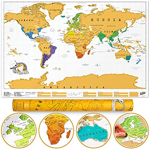 Luckies of London | Scratch Off World Map Original | Travel Map To Track Travels | World Map Wall Art For Office Decor | Scratch Art For Adults | Travel Journal Alternative | Travel Gifts | Large