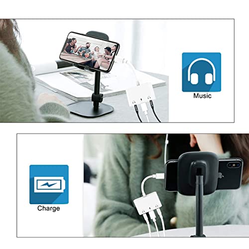 FEINODI Dual 3.5mm iPhone Headphone Splitter, 3 in 1 iPhone Adapter for Headphone Jack, with Charging iPhone Splitter, Compatible with iPhone 13/12/11/X/8/8plus/7/7plus/iPad-Support iOS 15