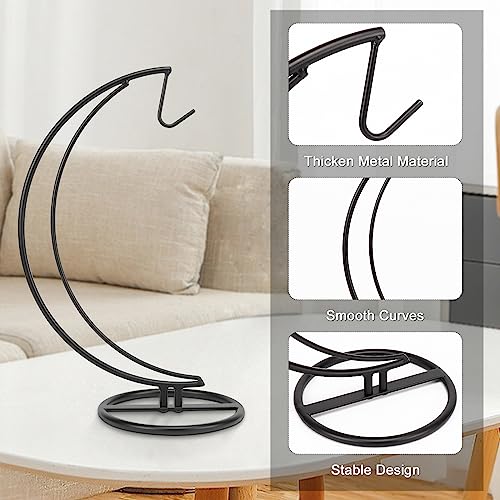 Winmien Banana Holder Stand, Stable Metal Freestanding Banana Hanger with Hook, Moon Shape Modern Banana Storage Design, Keep Fruits Fresh, Banana Keeper for Kitchen Countertop (Black)