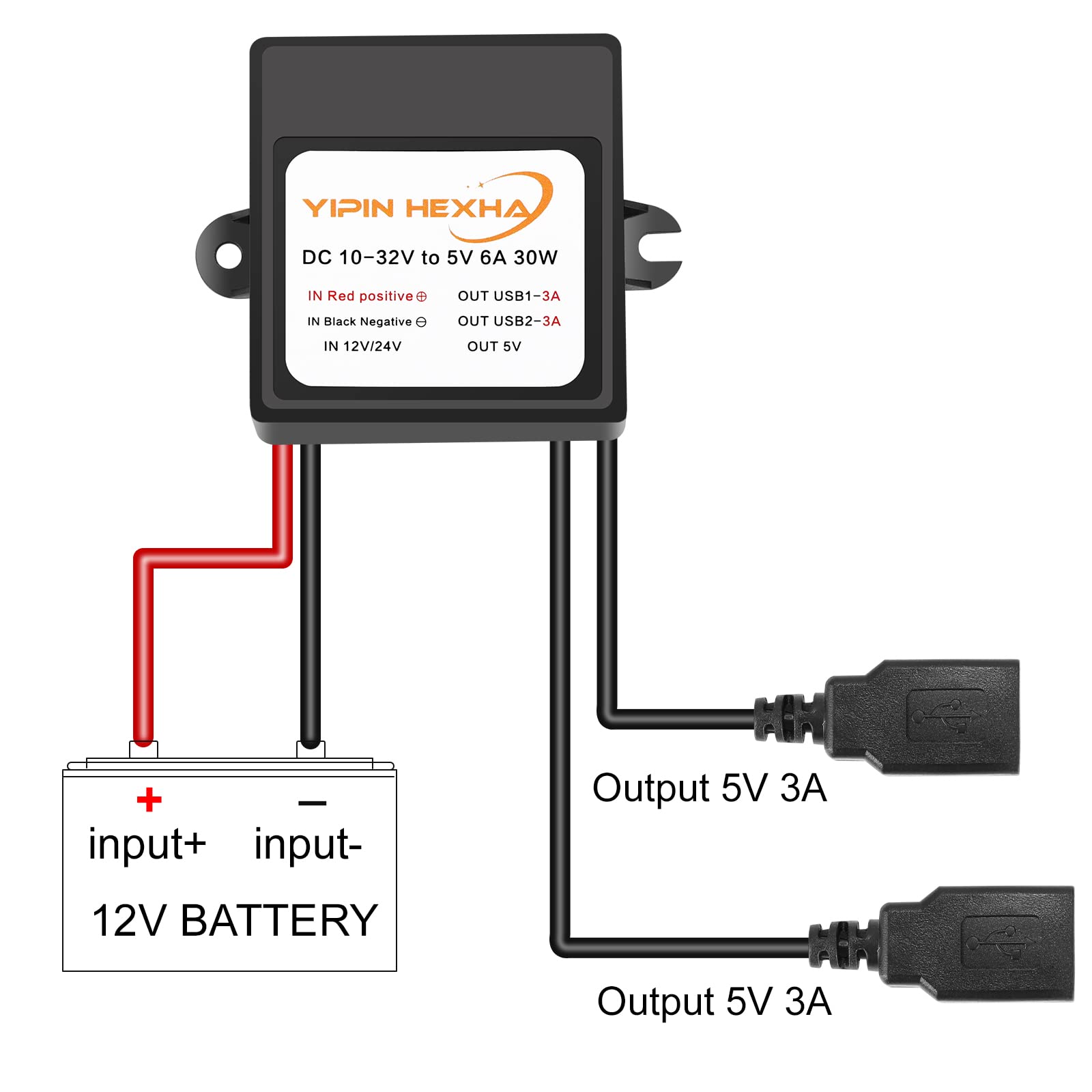 DC Converter 12V 24V to 5V 6A 30W Dual USB Female DC DC Buck Converter Power Adapter Step Down Module