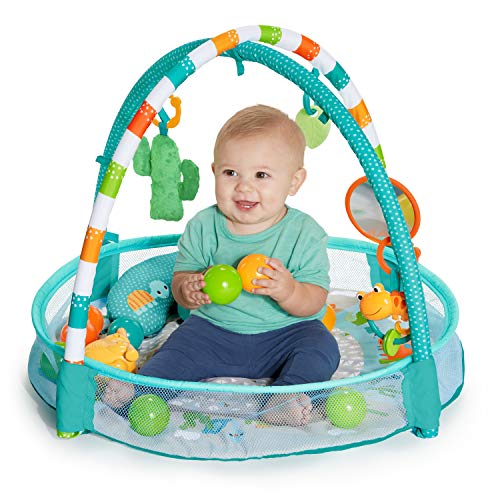 Bright Starts 4-in-1 Rounds of Fun Activity Gym & Ball Pit, Newborn+, Blue