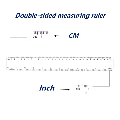 Kyweel 2 Packs of Plastic Ruler Measuring Tools, Suitable for Schools, Offices, Homes, with Inches and Metric (Transparent, 12 Inches)