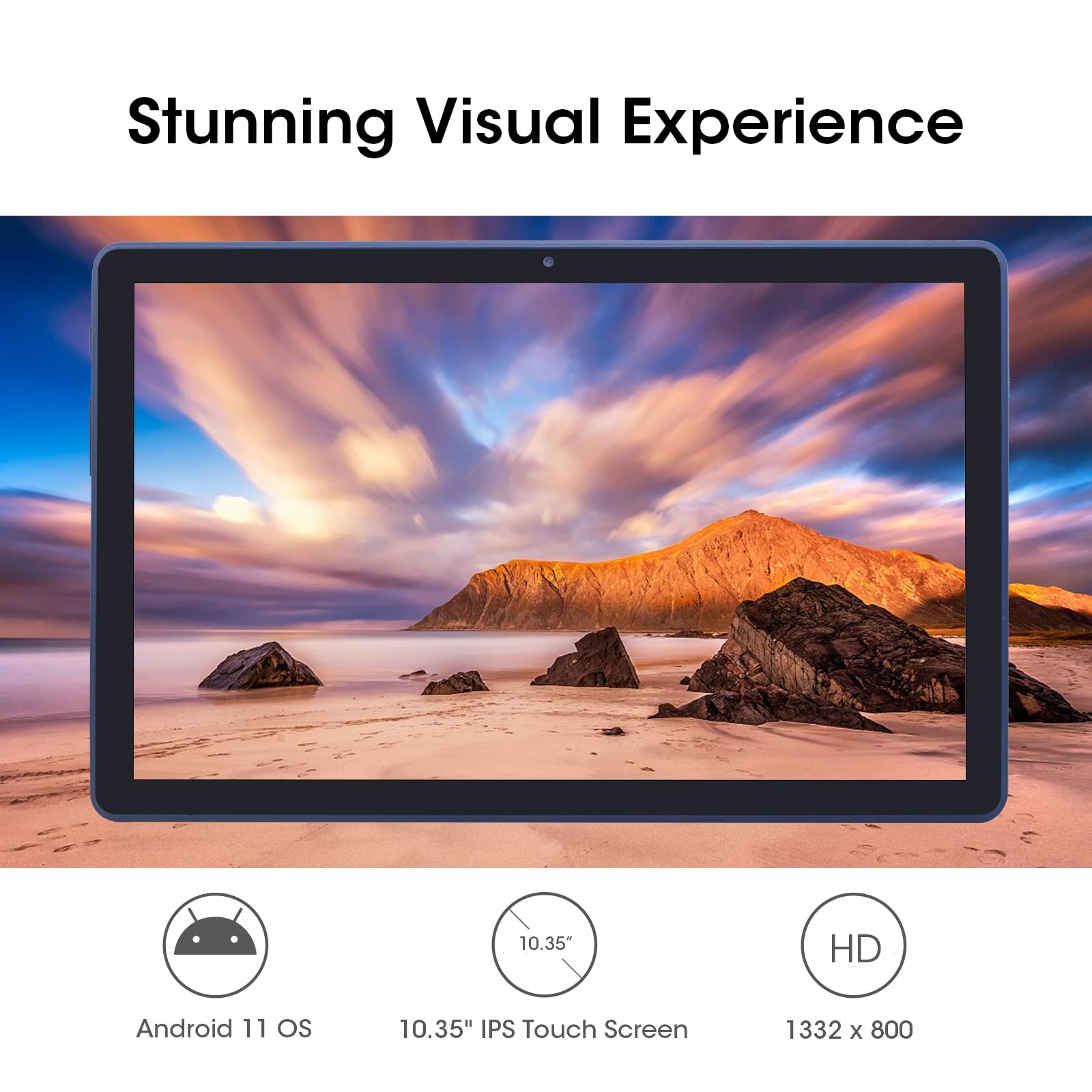 CWOWDEFU Tablet 10.35 inch Android 11 Tablet 10 inch 5G WiFi Tablets PC Quad-Core 32GB Children's Tablet 6000mAh Battery HD Touchscreen Tablets Kids (Gray)