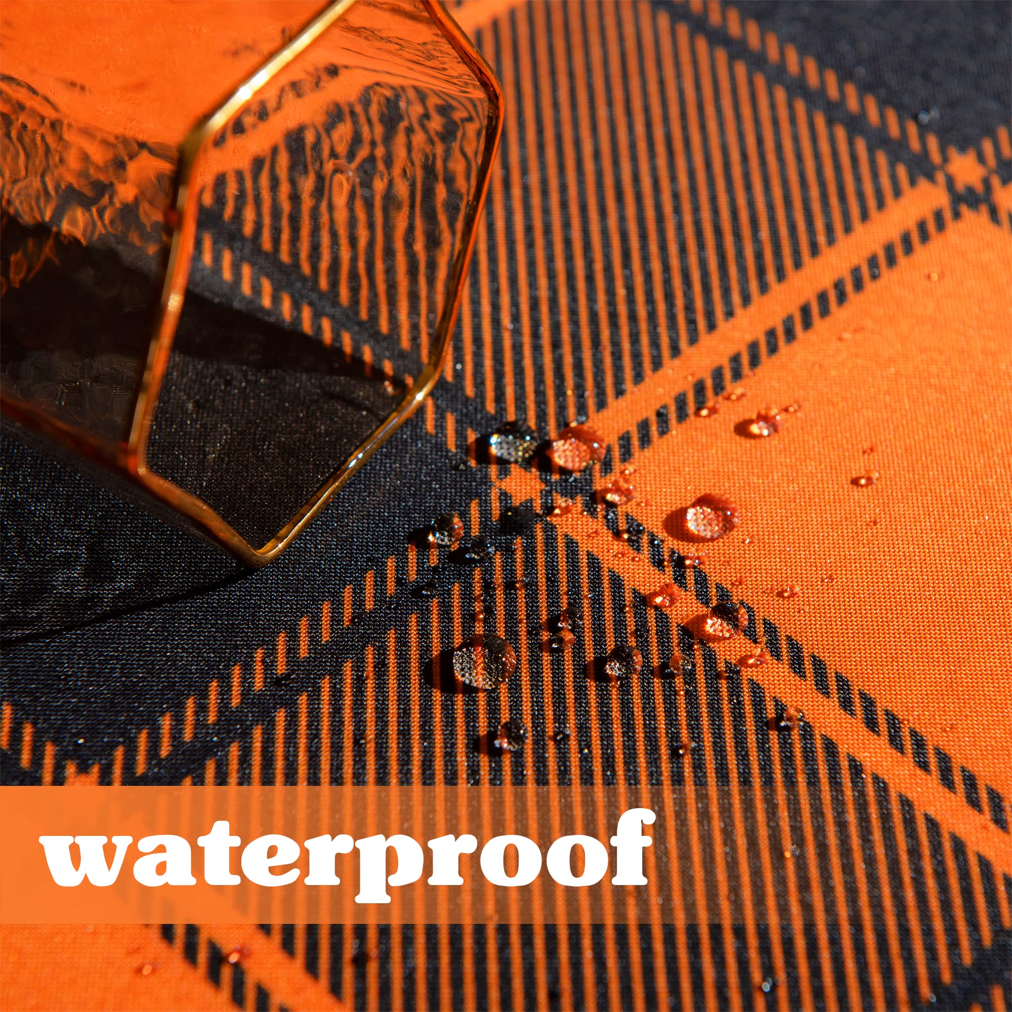 MikiUp Checkered Rectangle Fall Tablecloth - Waterproof, Wrinkle Resistant and Washable Gingham Table Cloth Decorative Table Cover for Party, 160GSM Orange/Black 60 x 84 Inch