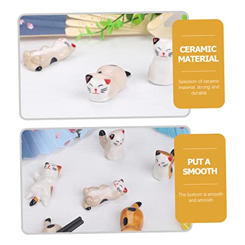 Ciieeo 6pcs Cat Chopstick Rest Chopstick Rack Pillow Ceramic Chopsticks Stand Tableware Holder Ceramic Rabbit Figurine Decorative Chopstick Rest Spoon Rest Holder Kitten Ceramics