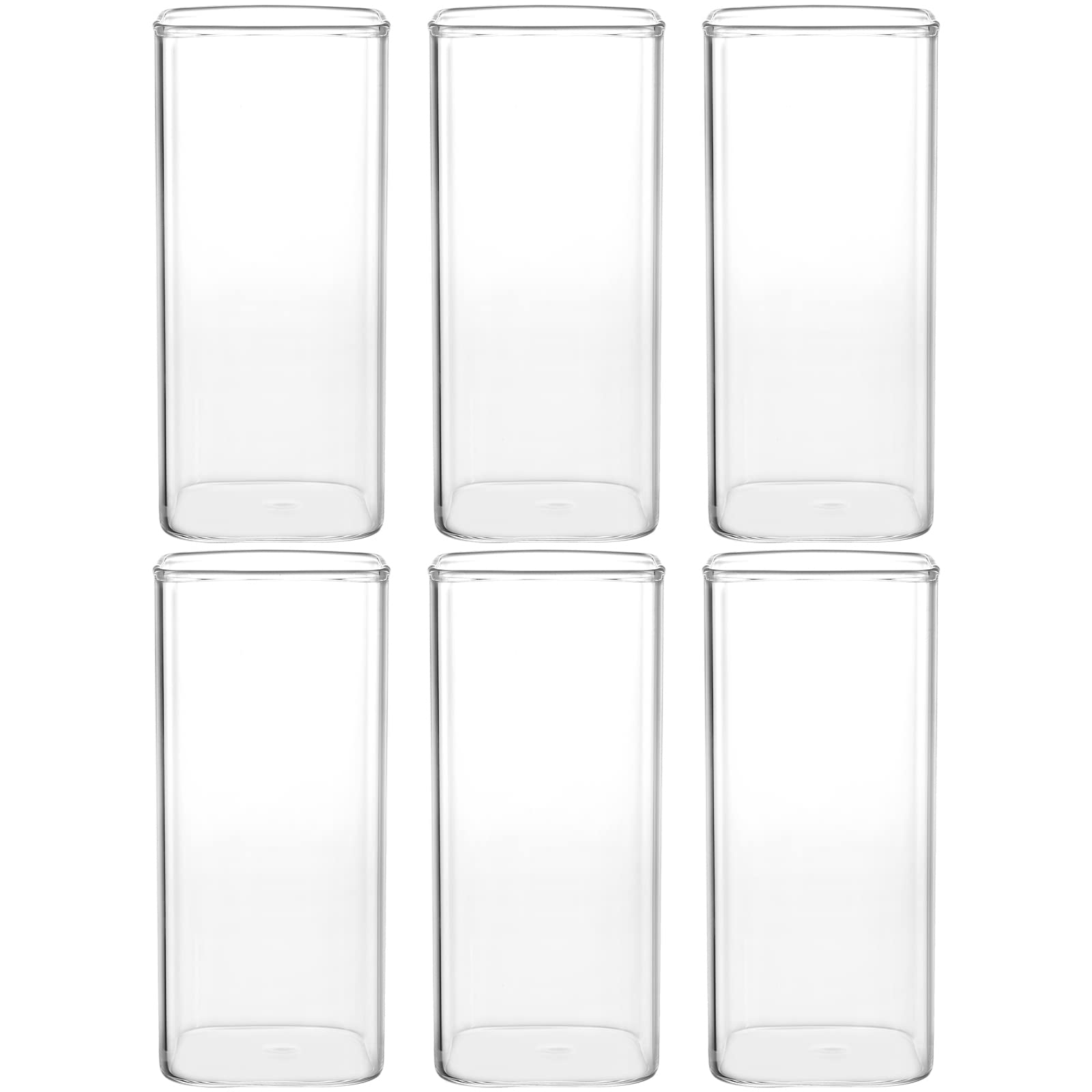 Coloch 6 Pack 13 Oz Drinking Glasses, Square Highball Water Glasses Thin Glass Tumbler Bar Glassware for Wine, Cocktail, Coffee, Milk, Lead-Free Dishwasher Safe